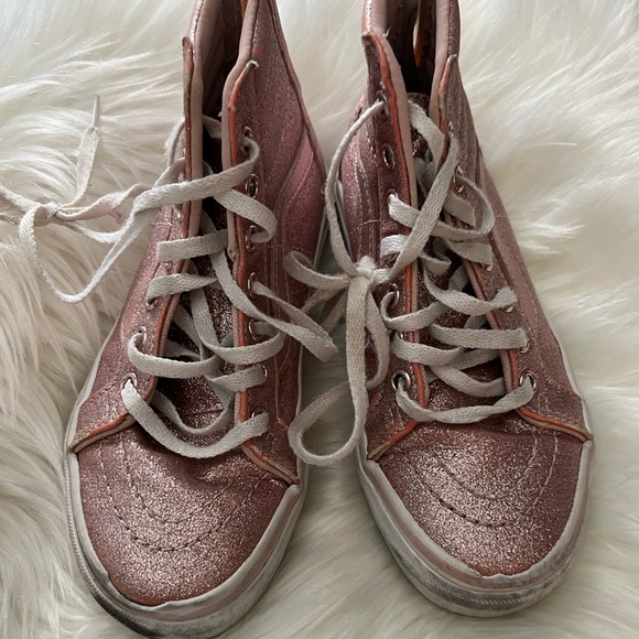 Vans | Shoes | Vans Pink Glitter High Toos | Poshmark